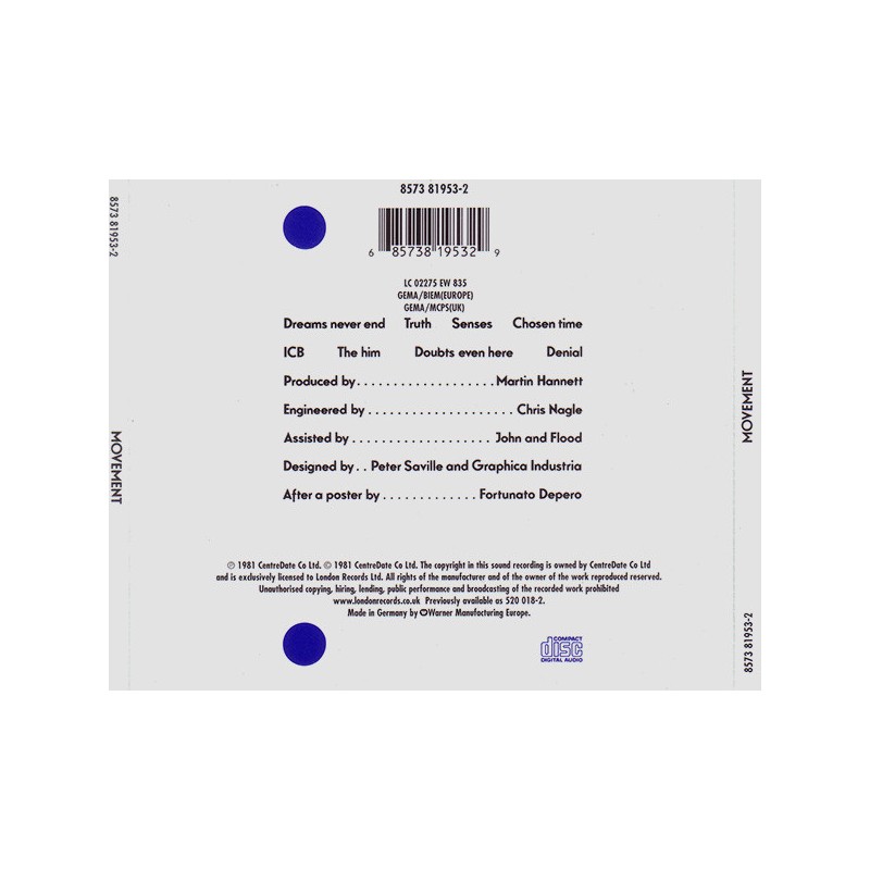 NEW ORDER - MOVEMENT CD